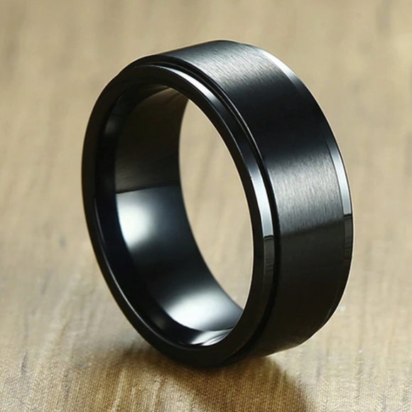 Accessories | Mens 8mm Black Stainless Steel Spinner Ring | Poshmark